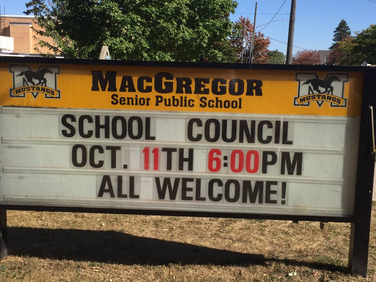 School Council Mtg -Wed. Oct. 11th @ 6:00 p.m. (MacGregor Public School)